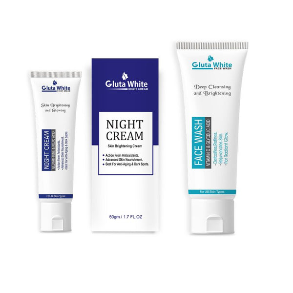 Gluta White Night Cream tube & Face Wash Set | Price & Uses – GlutaWhite.PK